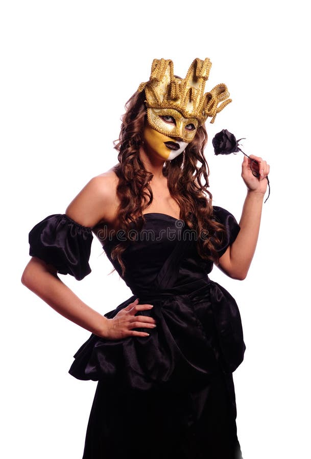 Evil woman in black dress stock photo. Image of isolated - 15584498