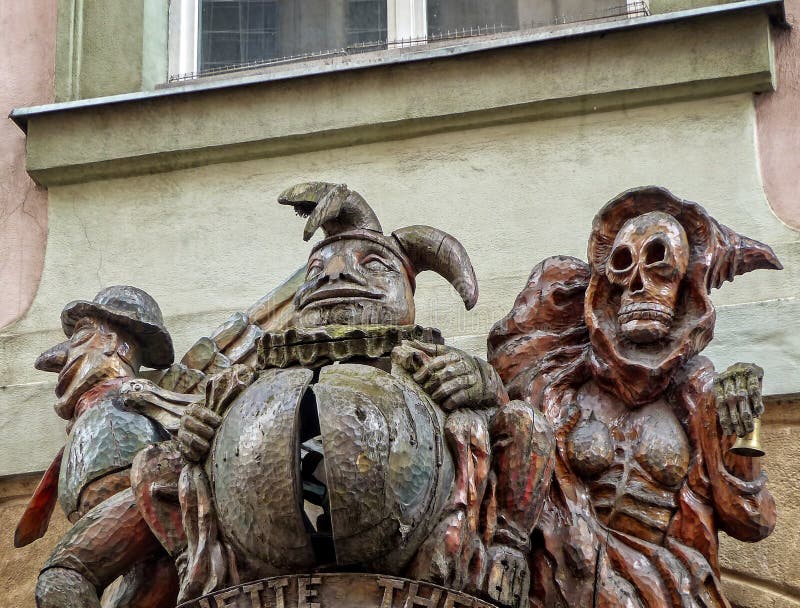 Evil wooden sculptures stock photo. Image of skull, reaper - 97162858