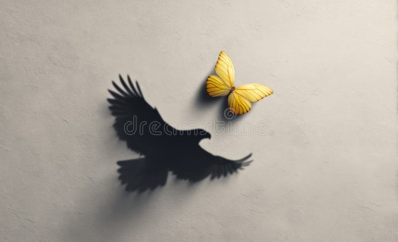 An Evocative Artwork of a Butterfly and Eagle Shadow, Representing ...