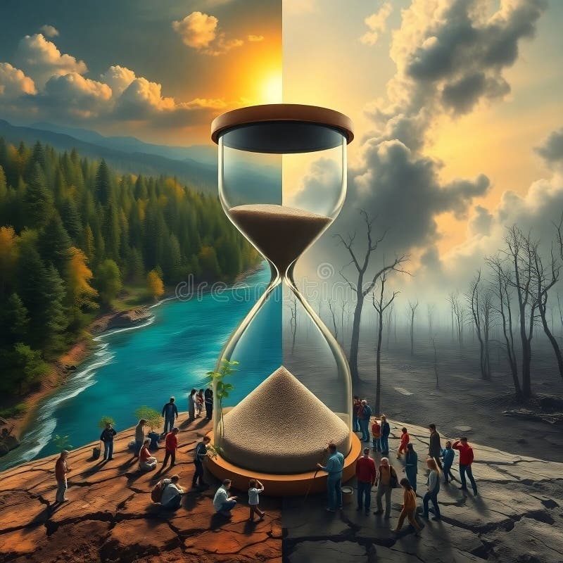 An Evocative Artwork Showing a Split Landscape about Change Climate ...