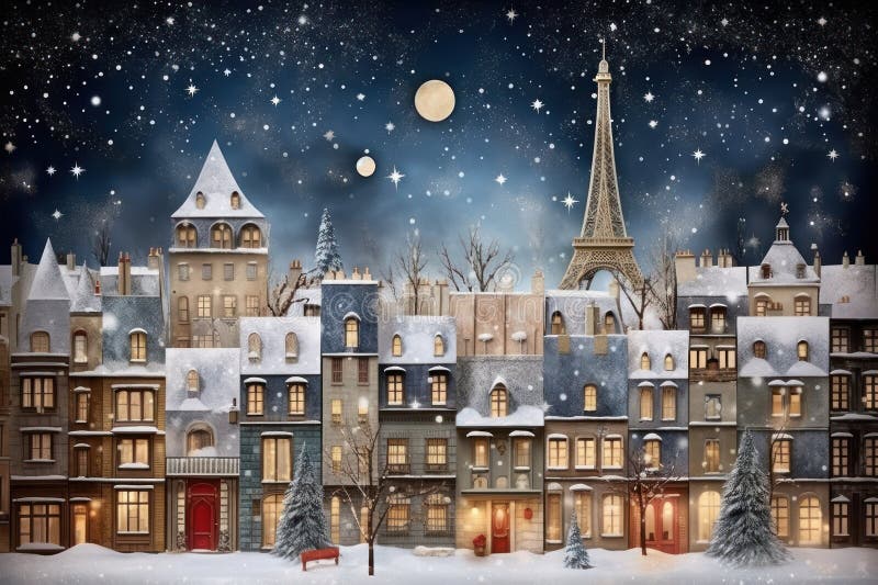 Snow-Covered Architecture - Generative AI Stock Illustration ...