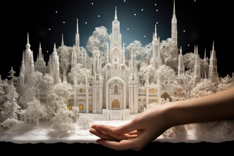 Snow-Covered Architecture - Generative AI Stock Illustration ...