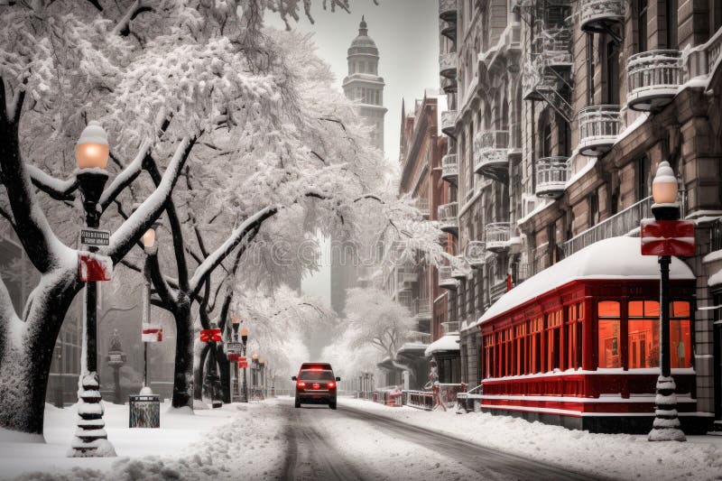 Snow-Covered Architecture - Generative AI Stock Illustration ...