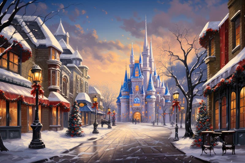 Snow-Covered Architecture - Generative AI Stock Illustration ...