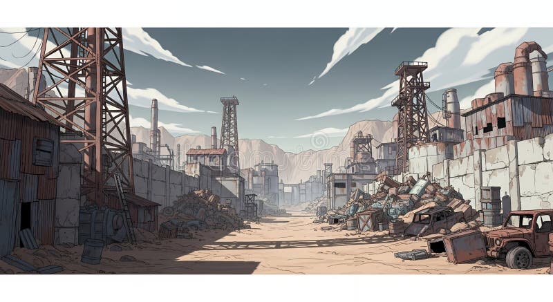 Desolate Post Apocalyptic Industrial Landscape Stock Illustrations ...
