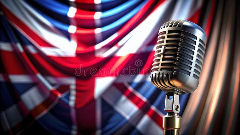 A Timeless British Broadcast Vintage Microphone on a Stage Decorated ...