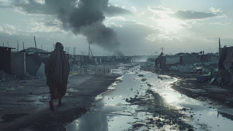 Struggles Amidst Poverty and Separation in a Desolate Landscape Stock ...