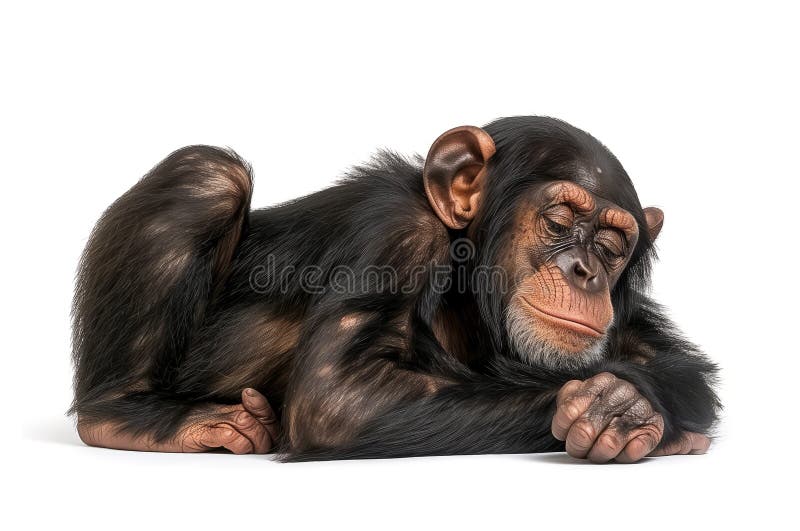 Relaxed Chimpanzee Lying with Obscured Face Stock Image - Image of ease ...