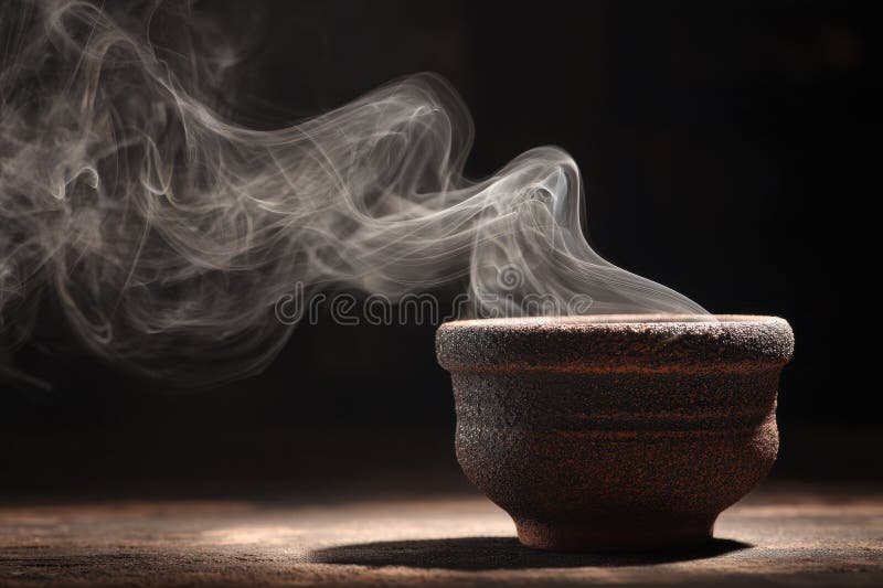 Aromatic Smoke Rising from Traditional Clay Pot Stock Illustration ...