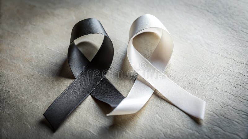 Supporting Awareness with White and Black Ribbons a Powerful Symbol of ...
