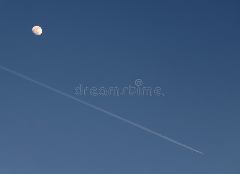 Full Moon with the Wake of an Airplane Stock Image - Image of eclipse ...