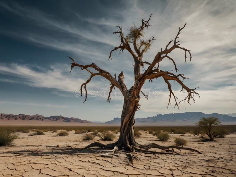 Evocative Image the Harsh Beauty of a Solitary Dried Tree Desert ...
