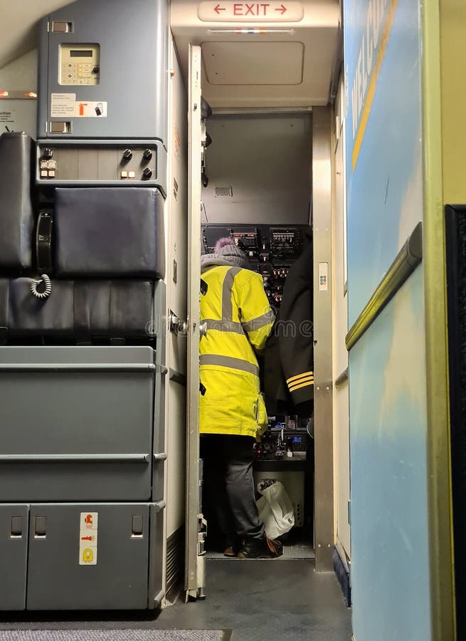 Interior of the Cockpit of a Commercial Flight Stock Photo - Image of ...
