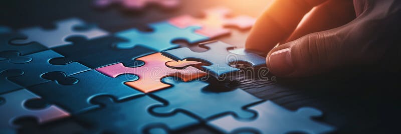 A Single Hand Placing the Final Piece into a Puzzle, Creating a ...