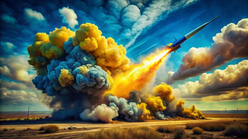 Witnessing the Ukrainian Conflict a Vintage Image of a Missile ...