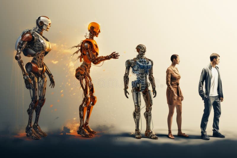 The Evolution of Ai Concept from Machine To Human Stock Photo - Image ...