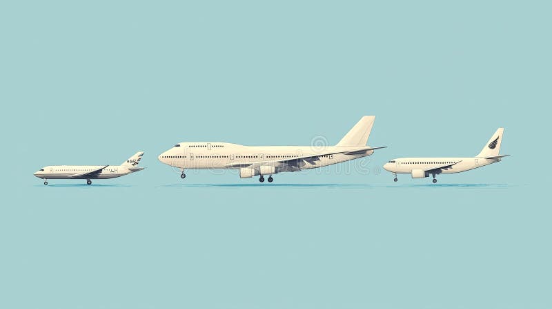 Evolution of Airplane Travel Minimalistic 8K Doodle Illustration Stock ...