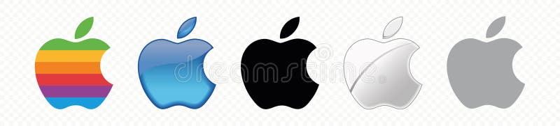 Evolution of the Apple Logo, Isolated on Trasparent Background Vector ...