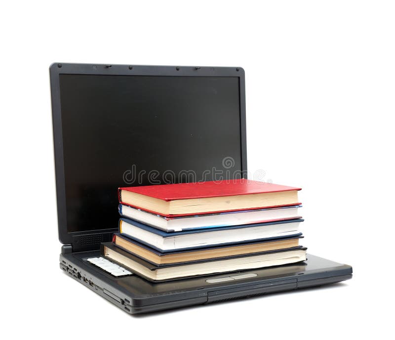 Laptop Computer with Colored Books Stock Image - Image of education ...