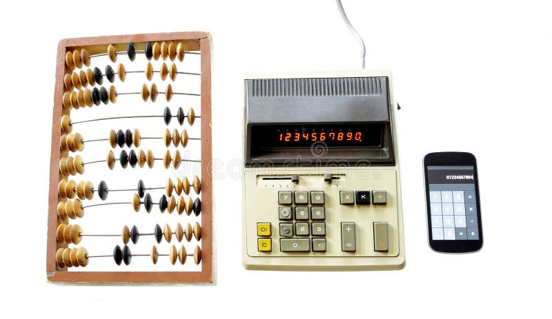Evolution of Calculation Abacus Vintage Calculator and Modern Ga Stock ...