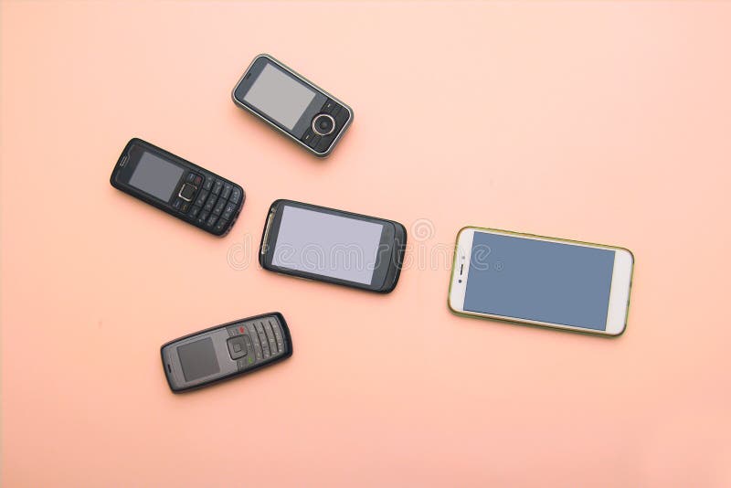 Evolution of Cell Phones. Technology Development Telephone and Pda ...