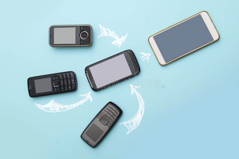 Evolution of Cell Phones. Technology Development Telephone and Pda ...