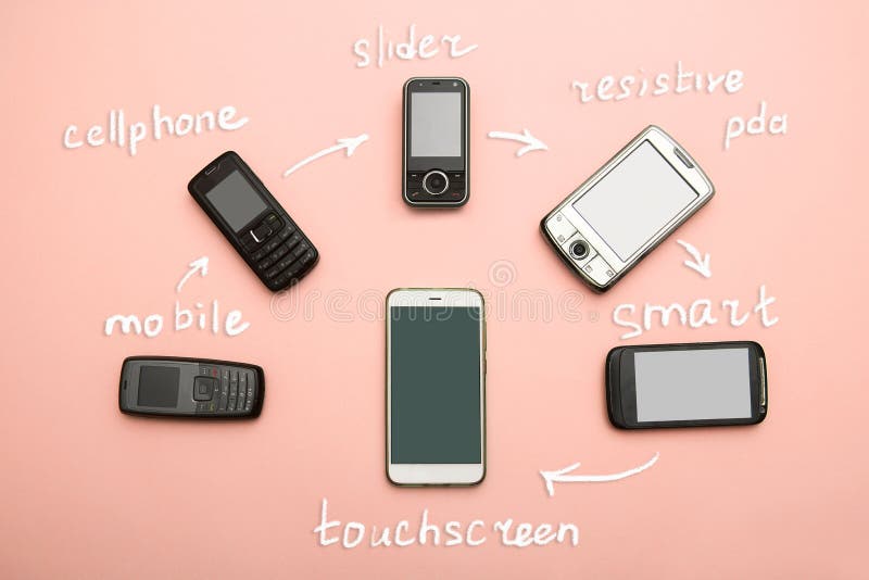 Evolution of Cell Phones. Technology Development Telephone and Pda ...