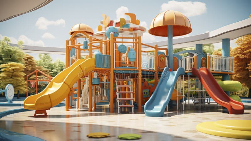 The Evolution of Children S Play Areas. Generative AI Stock ...