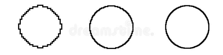 Evolution of Circle: Pixelated To Smooth Shapes Stock Vector ...