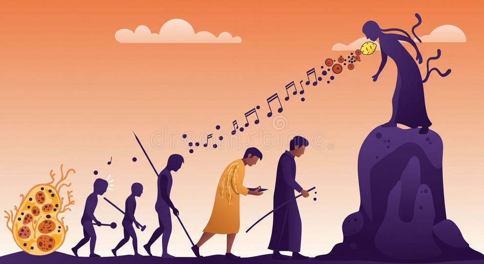 Evolution Concept Illustration Shows Progression from Single-celled ...