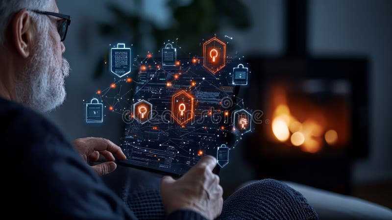 The Evolution of Cybersecurity: How a Man Uses a Tablet for Digital ...