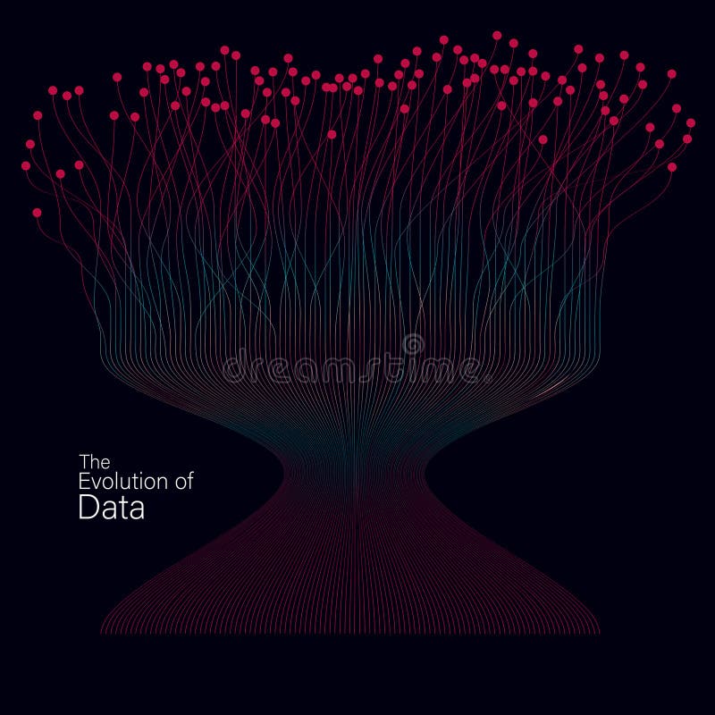 Evolution of Data. Vector Explosion Colorful Dot Lines Background. Data ...