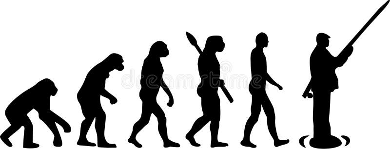 Evolution of a fishing man stock vector. Illustration of darwin - 85849556