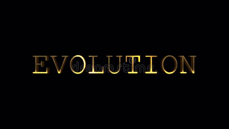 EVOLUTION Gold Text Shine Light Motion on Black Abstract Background ...