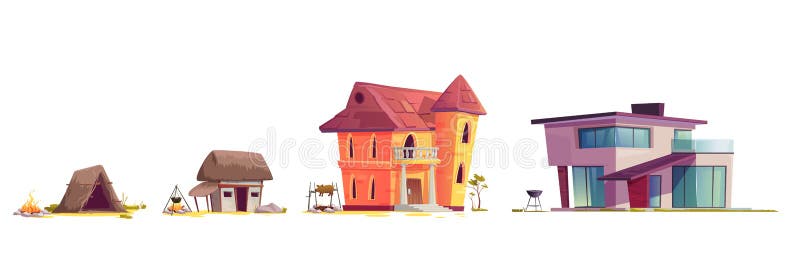 Evolution of House Architecture, Cartoon Concept Stock Vector ...