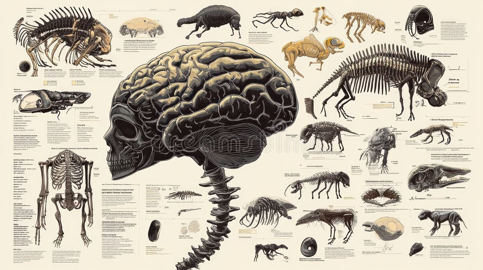 Evolution of Human Brain and Body. Anatomical Illustration of Brain and ...