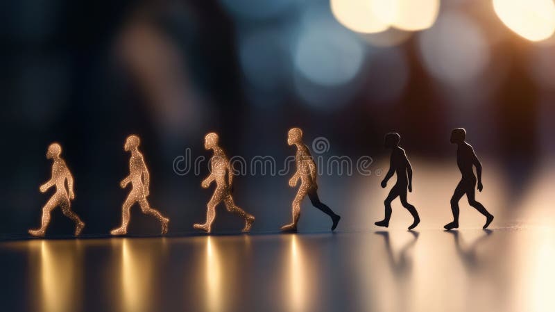 Evolution of Human Silhouettes Depicted in a Gradient of Light To Dark ...