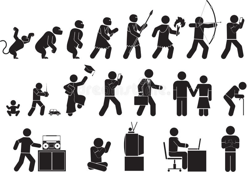 Evolution Of The Man Stick Figure Pictogram Icon Stock Vector ...