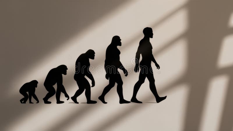 Evolution of Humankind Displayed through Shadow Silhouettes on a Wall ...