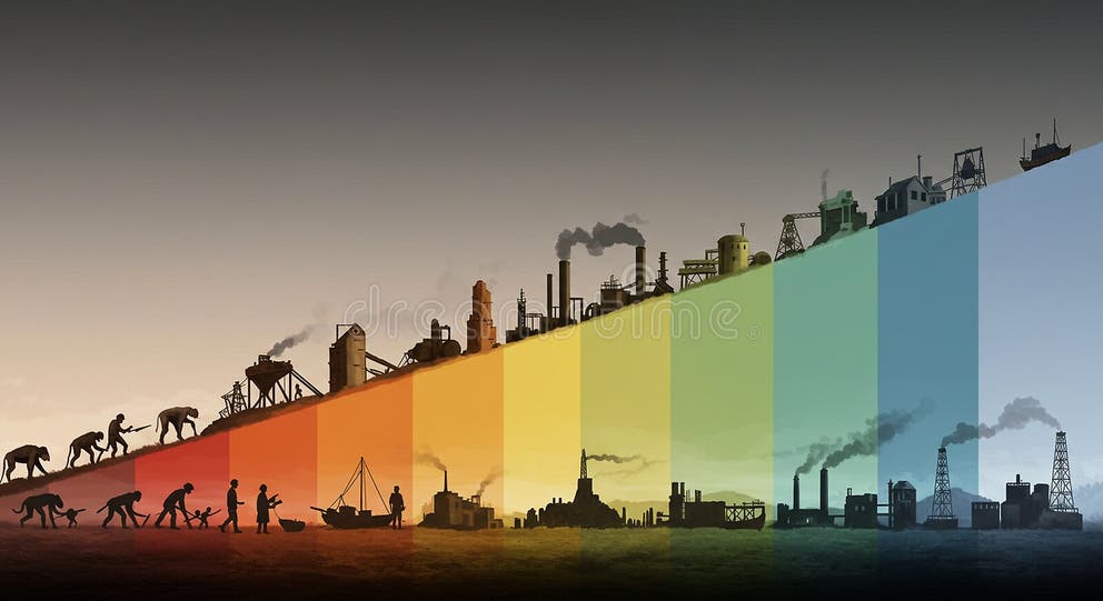 Evolution of Industrialization Depicted through Silhouettes on a ...