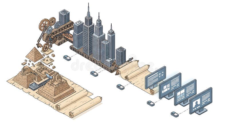 Evolution of Information: from Pyramids To Digital Screens Stock ...