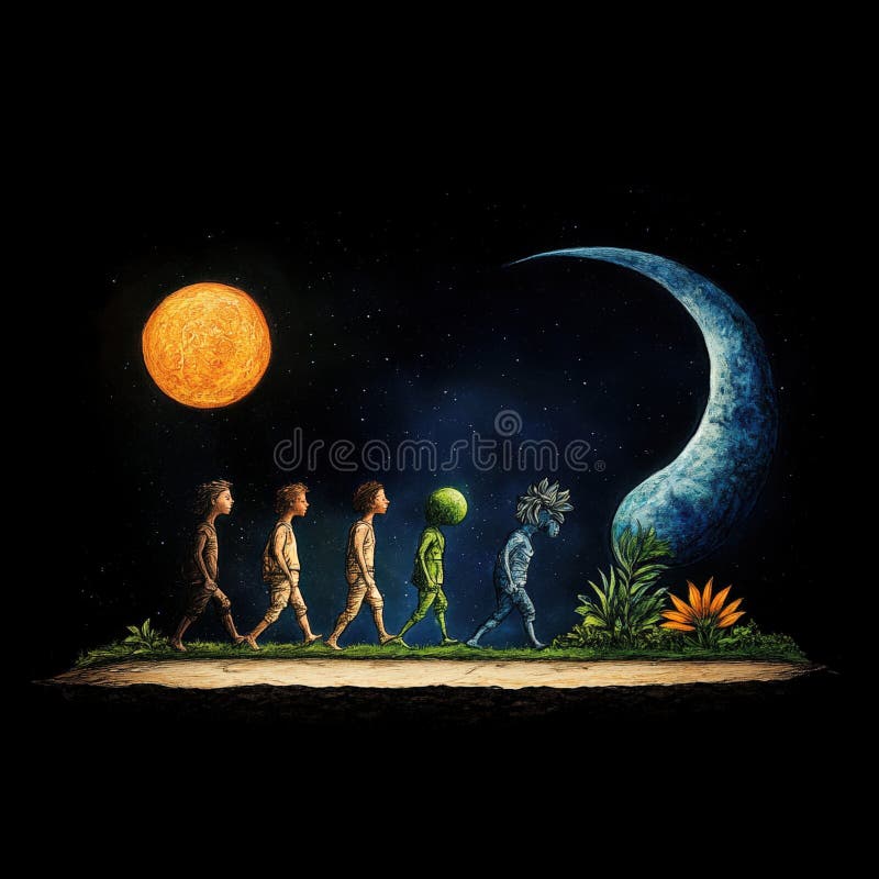 Evolution of Life Cosmic Journey Illustration Stock Illustration ...