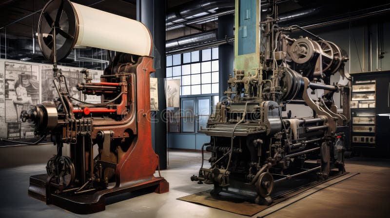 Evolution Machine Printing Press Stock Illustration - Illustration of ...