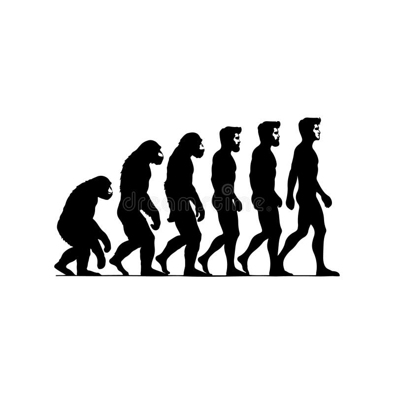Evolution of man stock vector. Illustration of calligraphy - 375784833
