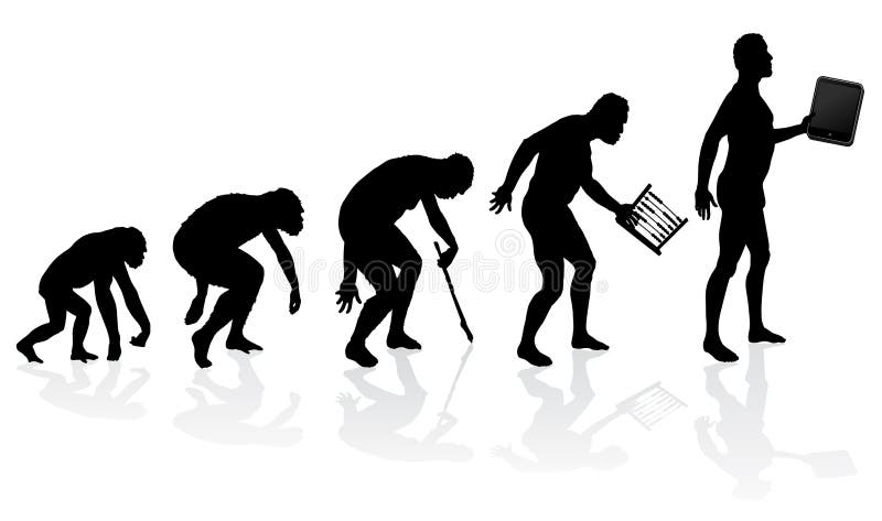 Evolution of Man and Technology Stock Vector - Illustration of mobile ...