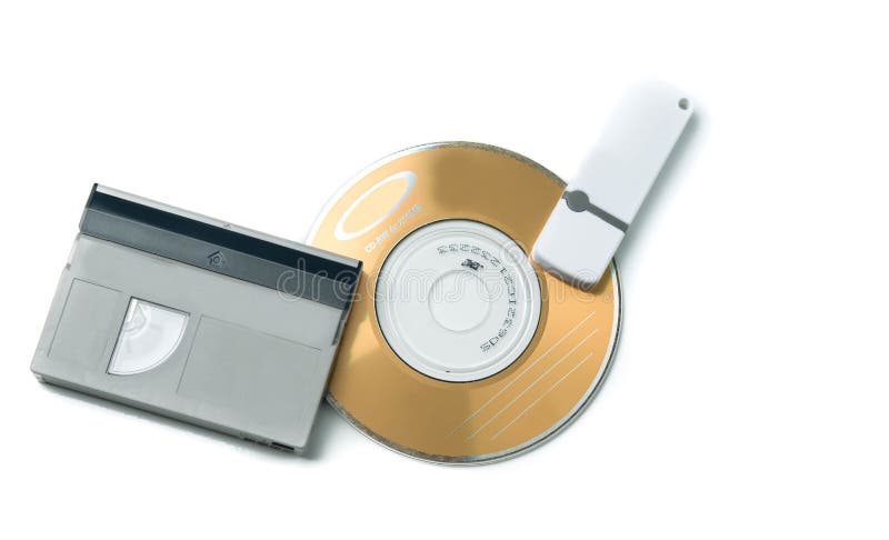 Evolution Media. Cassette, CD, Flash Drive. Stock Photo - Image of ...