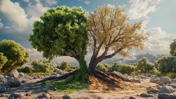 Evolution of a Mediterranean Tree Stock Photo - Image of rocky, tree ...