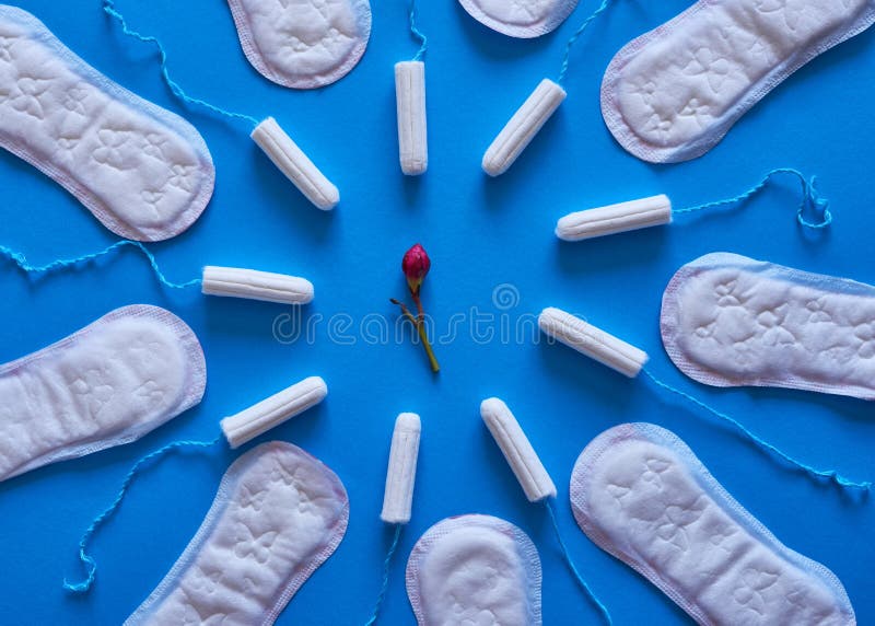 The Evolution of a Menstrual Cycle from Light To Heavy Flow - Flat Lay ...