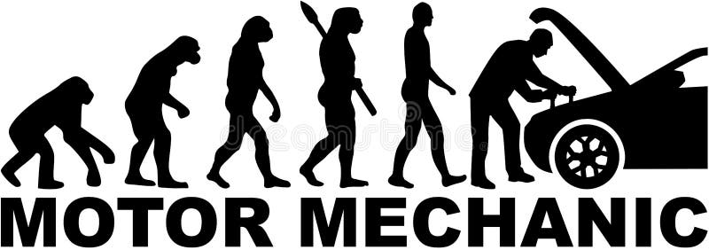 Evolution Motor Mechanic with Car Stock Vector - Illustration of motor ...
