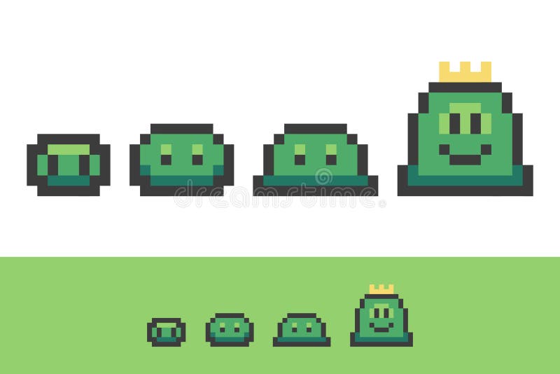 Evolution of Pixel Slimes from Small To King Slime. Stock Vector ...